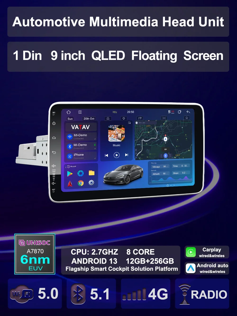 9-Inch-Car-Universal-Multimedia-Android-auto-ai-voice-1-2-Din-Removable ...