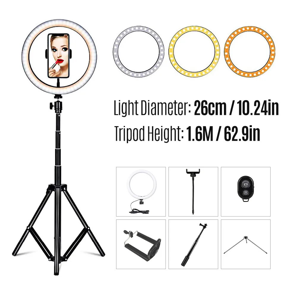 26cm/10inch LED Ring Light for Photography Live Stream Makeup YouTube ...