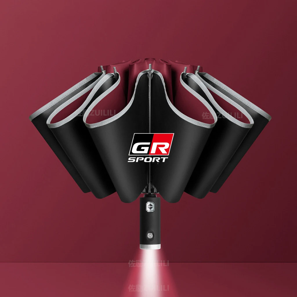 Automatic-Reflective-Stripe-Reverse-LED-Light-Windproof-Umbrella-Toyota ...