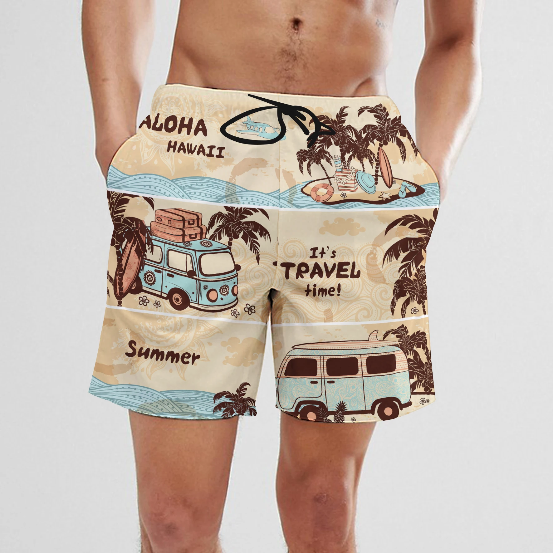 SummerFashion Cartoon Coconut Tree Car Digital Printing Men's ...