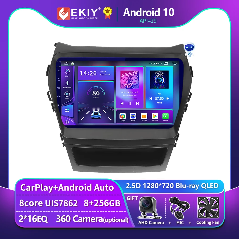EKIY-T900-Android-10-Car-Radio-Multimedia-Player-For-Hyundai-IX45-Santa ...