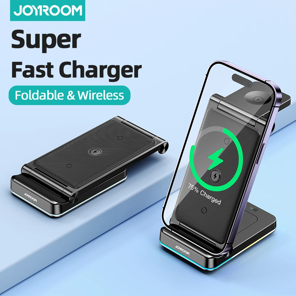 Joyroom-3-in-1-Foldable-Wireless-Charger-On-Table-Multiple-15W-Fast ...