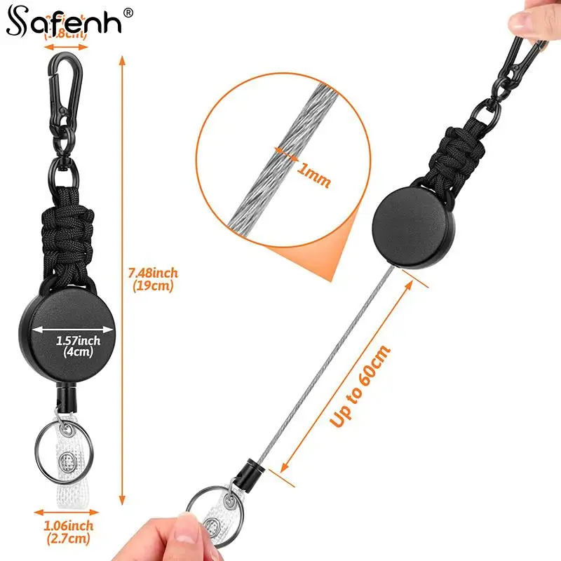 1PCS-New-Resilience-Steel-Wire-Rope-Retractable-Alarm-Key-Ring-Elastic ...