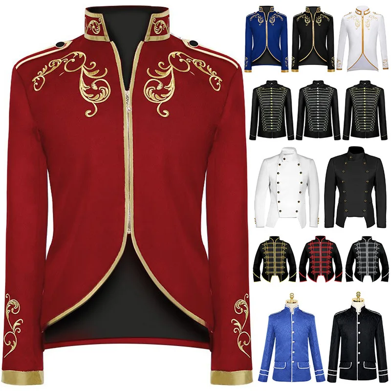 Vintage-Men-s-Medieval-Jacket-Coat-Embroidery-Zip-Up-Stand-Collar ...