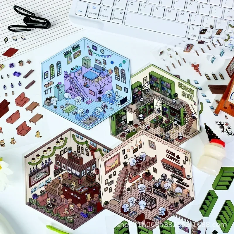 3D-Sticker-DIY-Three-dimensional-Cabin-Scene-Stacking-and-Pasting-Hand ...