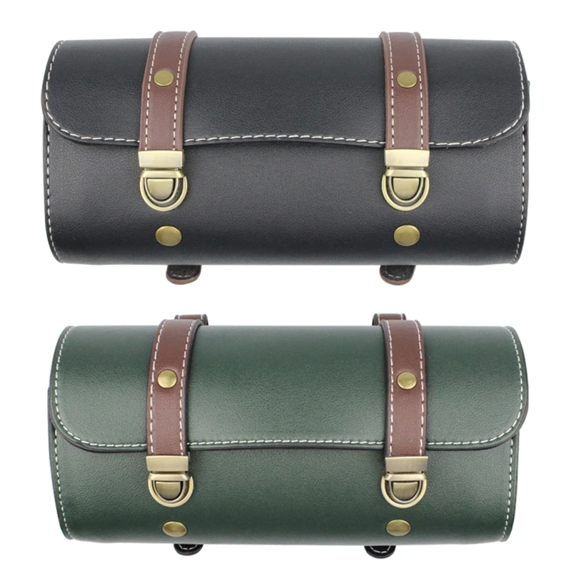 PU-Leather-Bike-Handlebar-Tool-Bag-Barrel-Shape-Waterproof-Roll-Bag ...