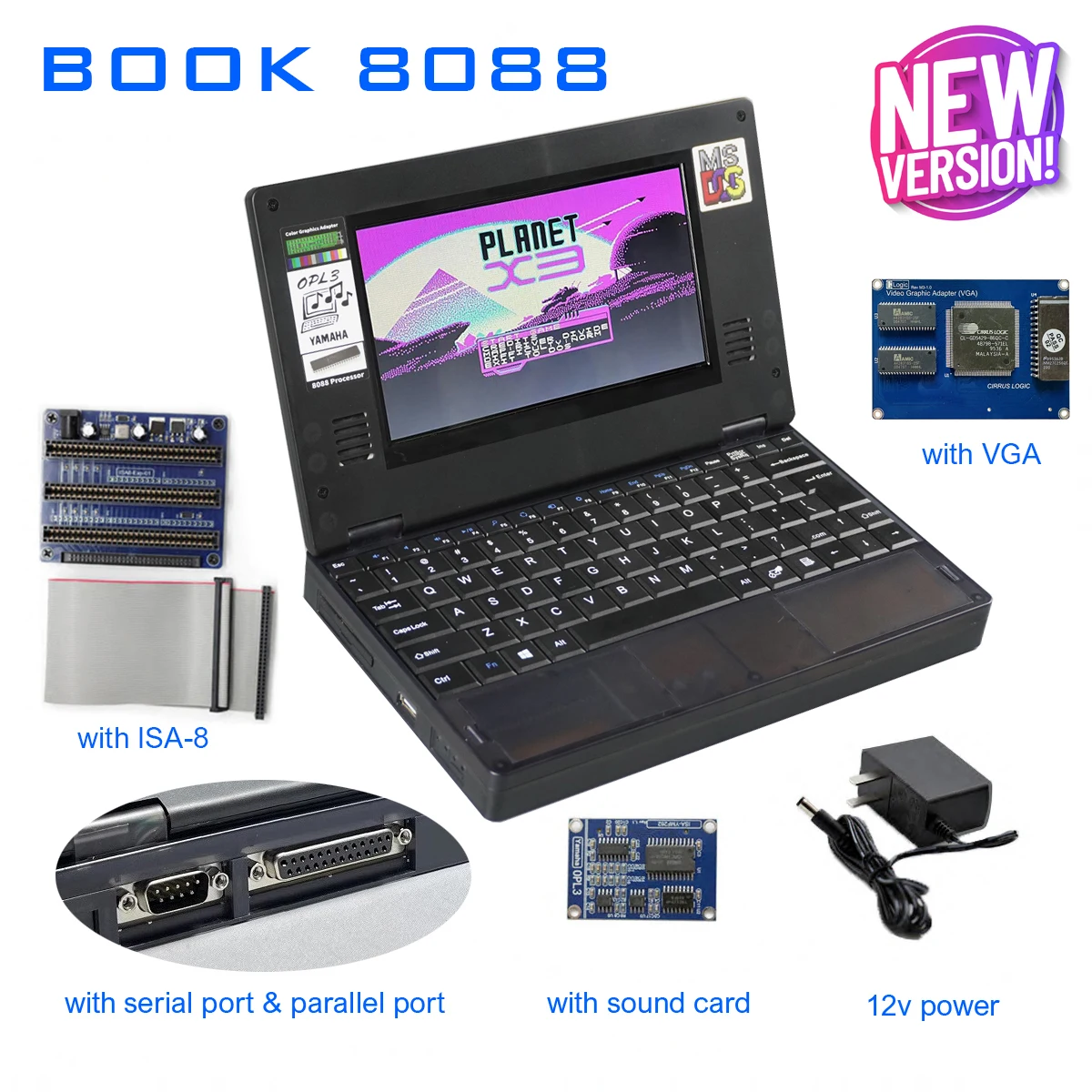 Book 8088 DOS system retro notebook VGA graphics card computer IBM PC ...