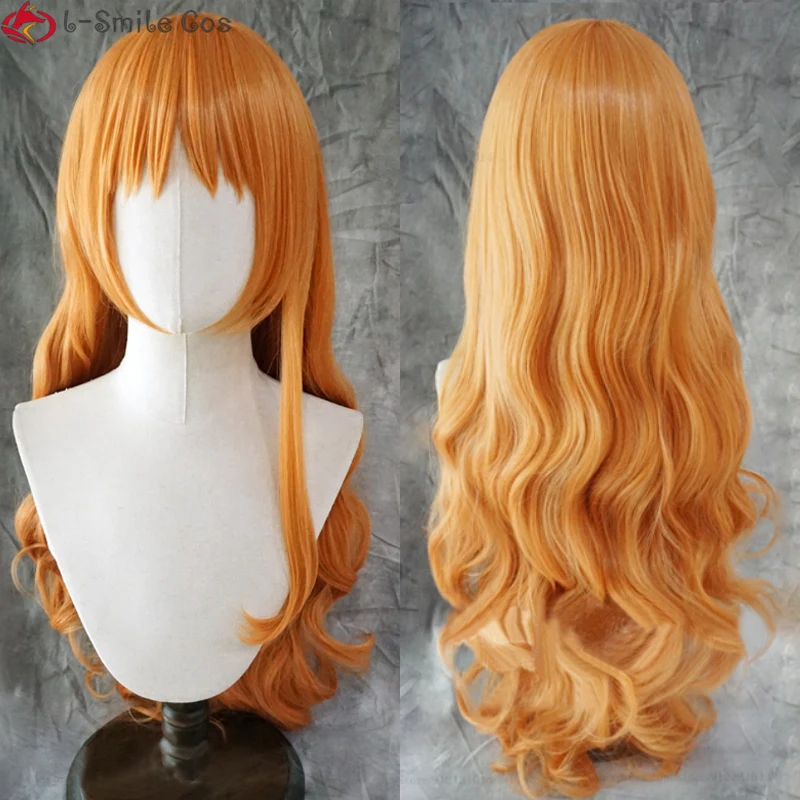 75cm-Long-Curly-Wavy-Adult-Nami-Wig-Cosplay-Orange-Heat-Resistant ...