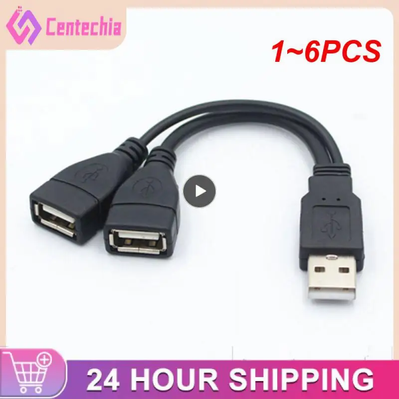 1-6PCS-Double-USB-Extension-A-Male-To-2-A-Female-Y-Cable-Power-Adapter ...