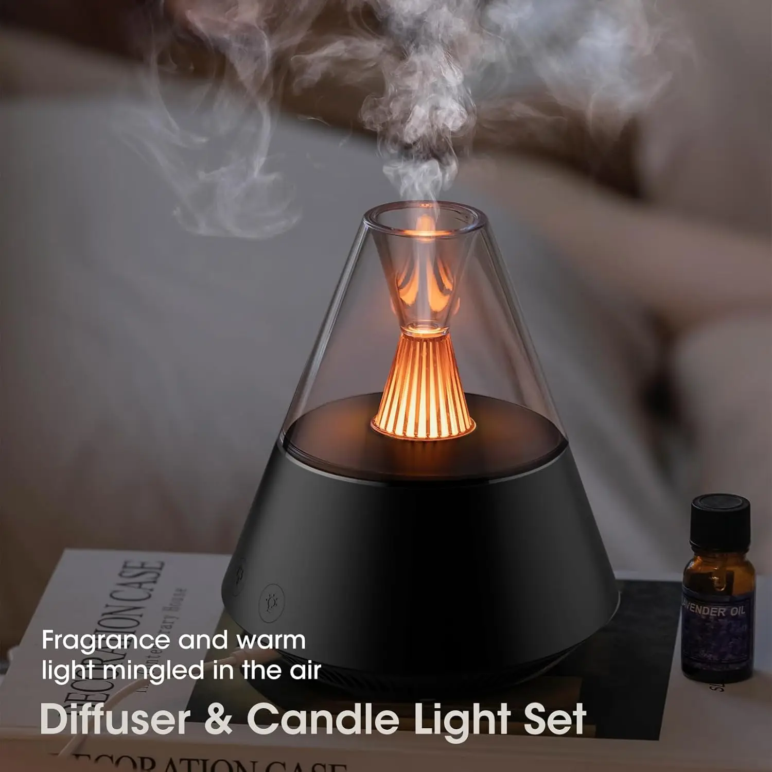 Essential Oil Diffuser Modern Aromatherapy Diffuser with Candle Flicker ...