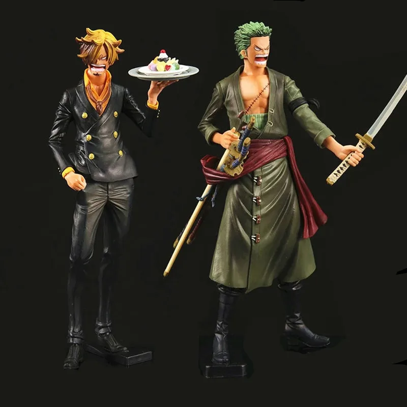 28CM Standing Roronoa Zoro Sanji Figurine One Piece Anime Action Figure ...