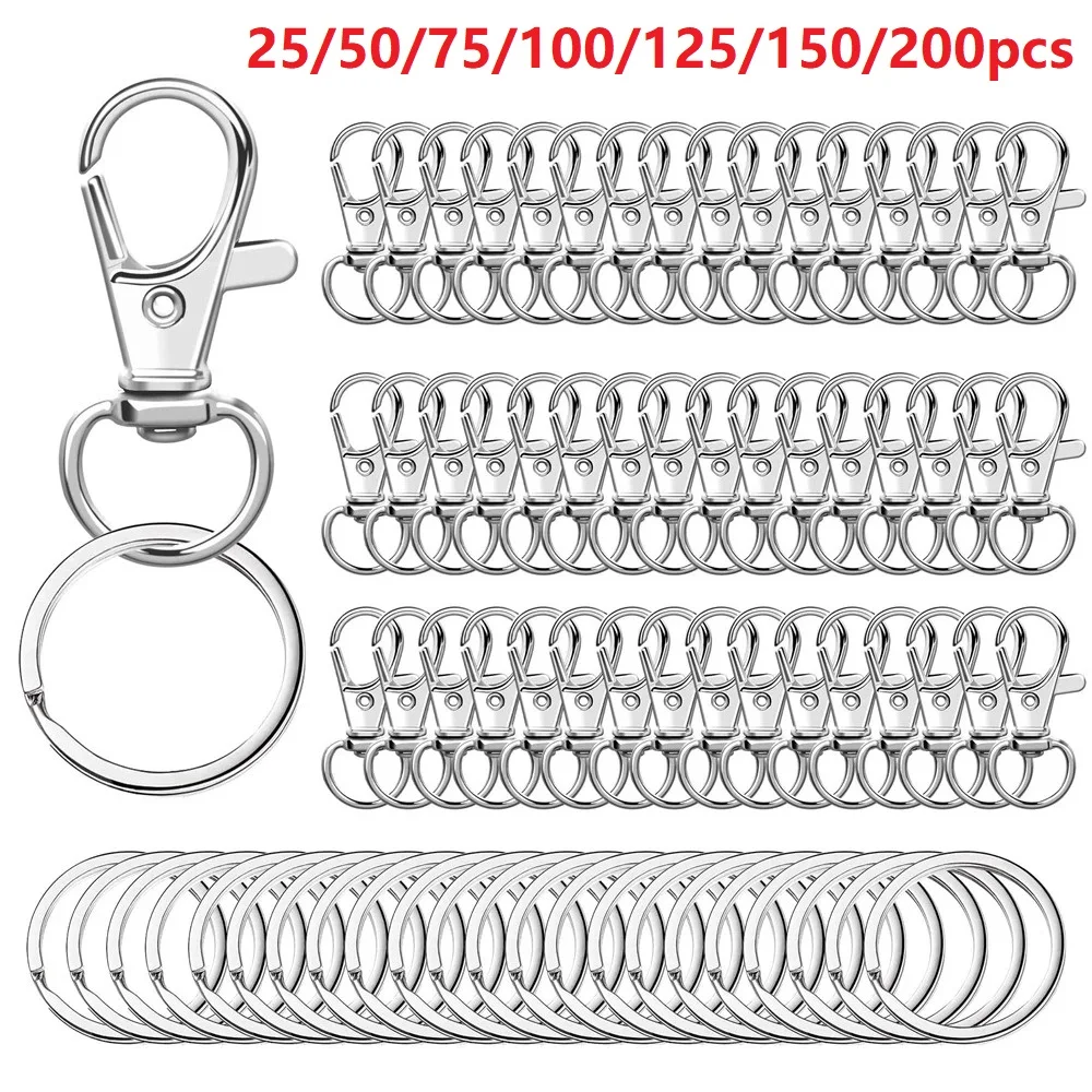 200-25pcs-Swivel-Lobster-Clasp-Keychain-Stainless-Steel-Lanyard-Snap ...