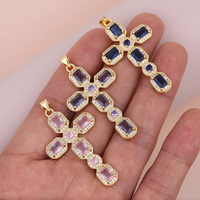 Fashion-and-Luxury-Full-Zirconium-Gold-Color-Cross-Pendant-Accessory ...