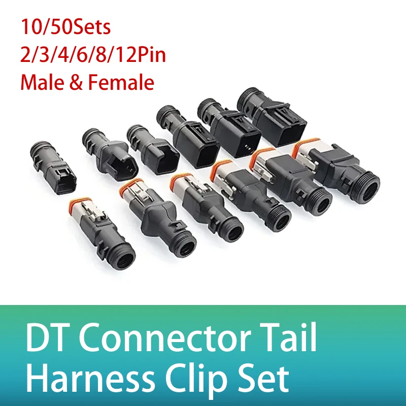 10-50Sets-2-12Pin-Male-Female-DT-Connector-Tail-Clip-Set-with ...