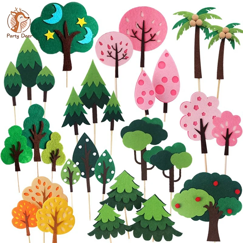 Forest-Series-Cake-Topper-Green-Felt-Small-Tree-Trees-Grass-Collection ...
