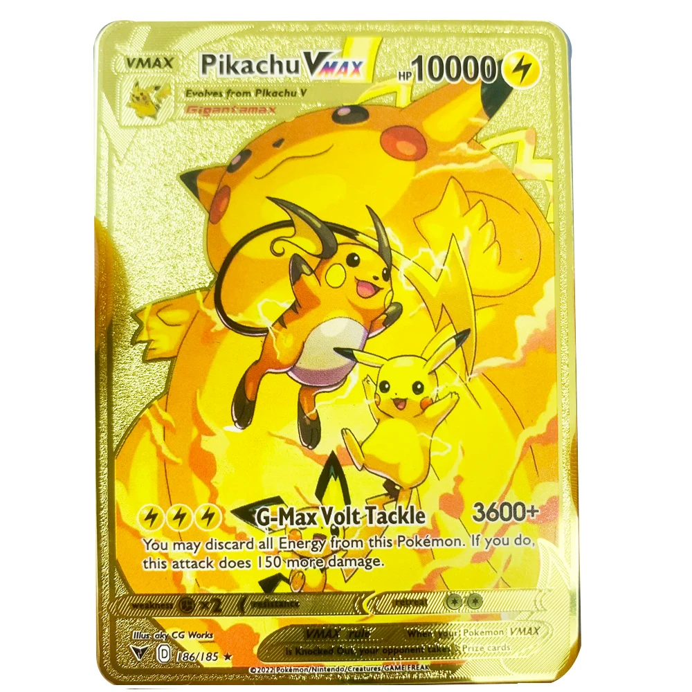 2024New Pokémon Cards Metal Letters English Iron Cards Mewtwo Pikachu ...