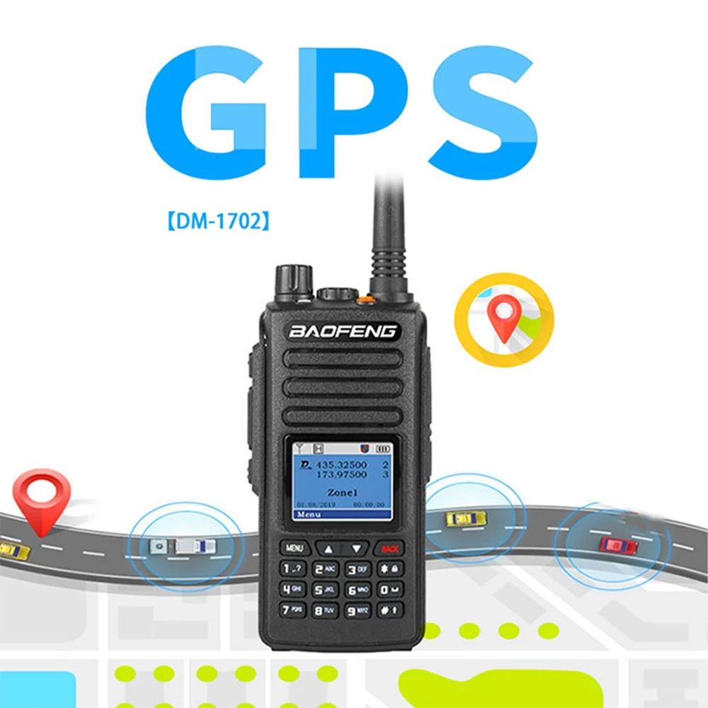 Baofeng DM 1702 DMR Walkie Talkie Tier 1+2 Dual Time Slot GPS Two Way Radio 1024 Channels Dual ...