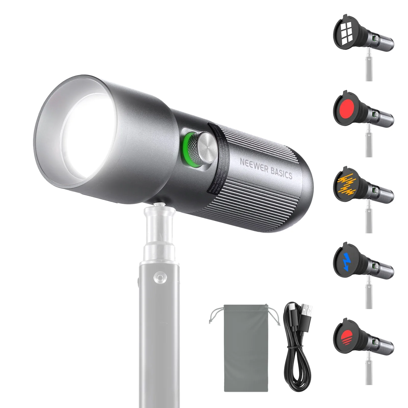 NEEWER BASICS RGB Photography Flashlight with 4 Colors/20 Gobo Filters ...