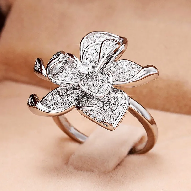 Huitan-anillos-de-flores-rom-nticos-para-mujer-joyer-a-de-lujo-con ...