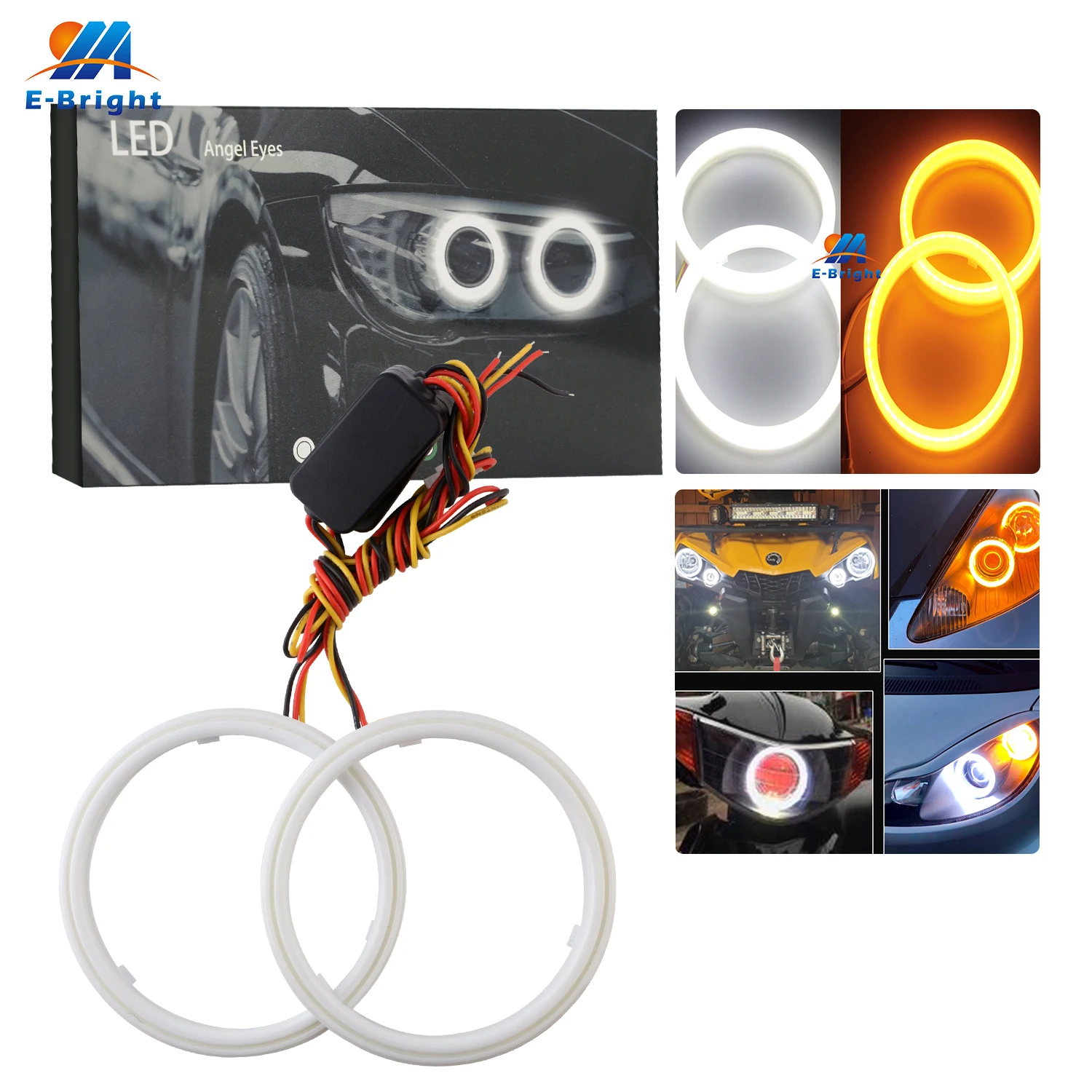 2pcs/set 12v 24v Car Motorcycles Cob Led Angel Eyes 60-70-80-90-100mm ...