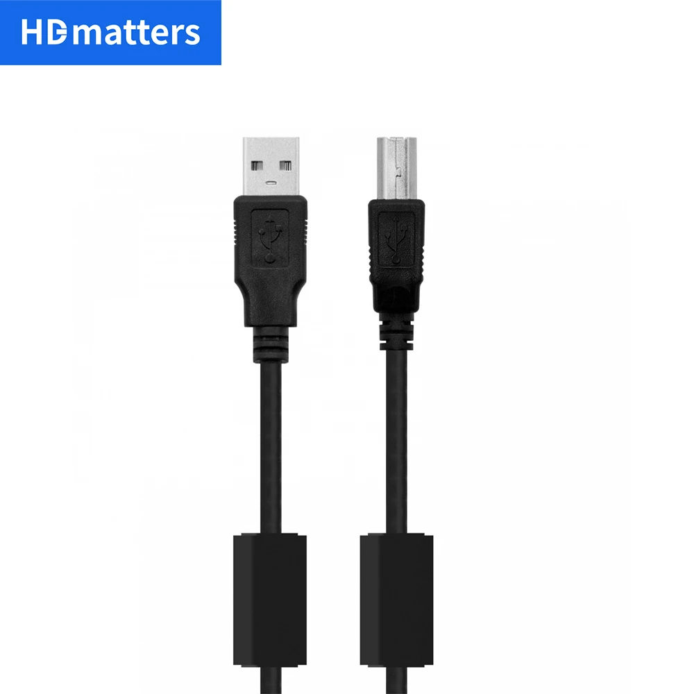 USB printer cable with ferrite core High speed USB 2.0 A male to B male ...