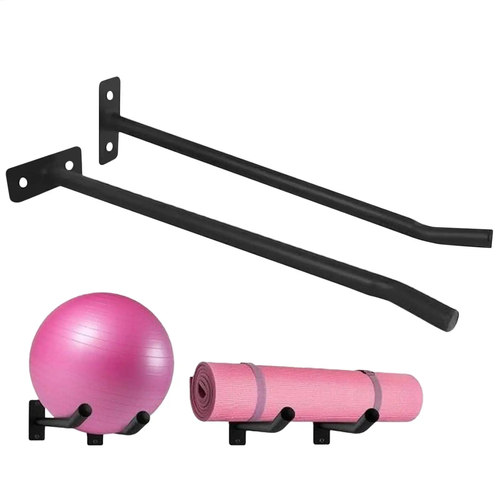Yoga Ball Wall Mount Storage Rack Set Heavy Duty Metal Exercise Ball ...