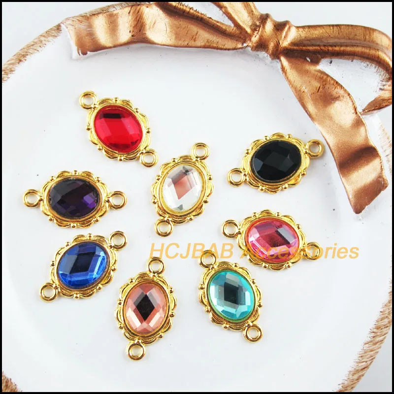 Fashion-16-New-Charms-Gold-Color-Retro-Oval-Mixed-Crystal-Connectors ...