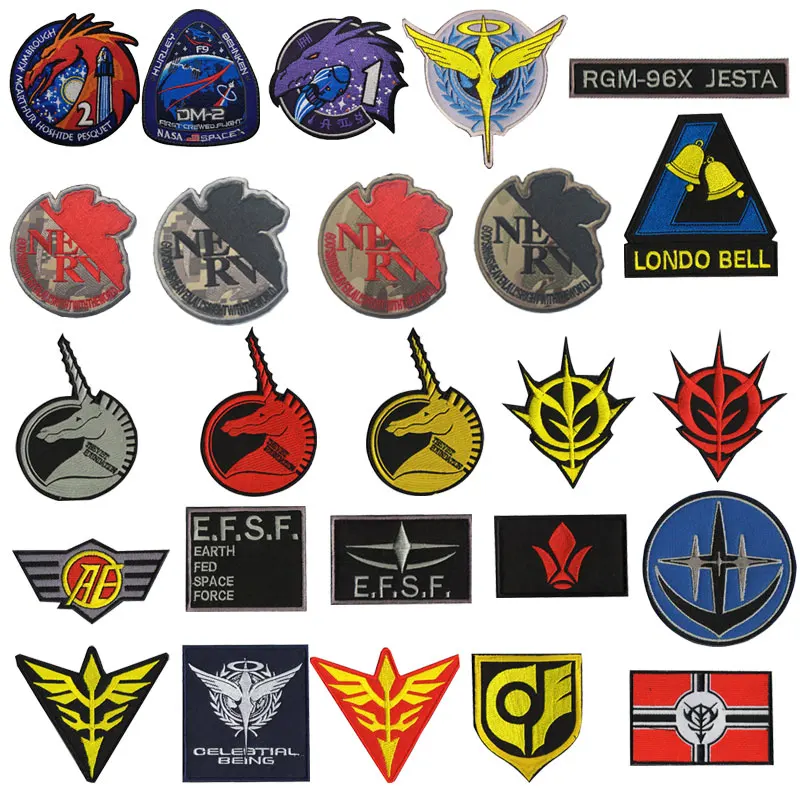 Cartoon-Mobile-Warrior-Gundam-Embroidered-Arm-Badge-Hook-and-Loop-Patch ...