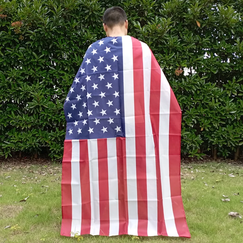 aerxemrbrae American Flag Costume Cape USA Patriotic Flag Cloak for ...
