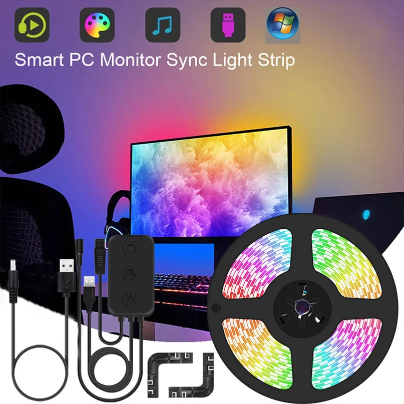 Smart Ambient Led Pc Backlight Gaming Computer Monitor 5v Ws2812b Rgbic ...