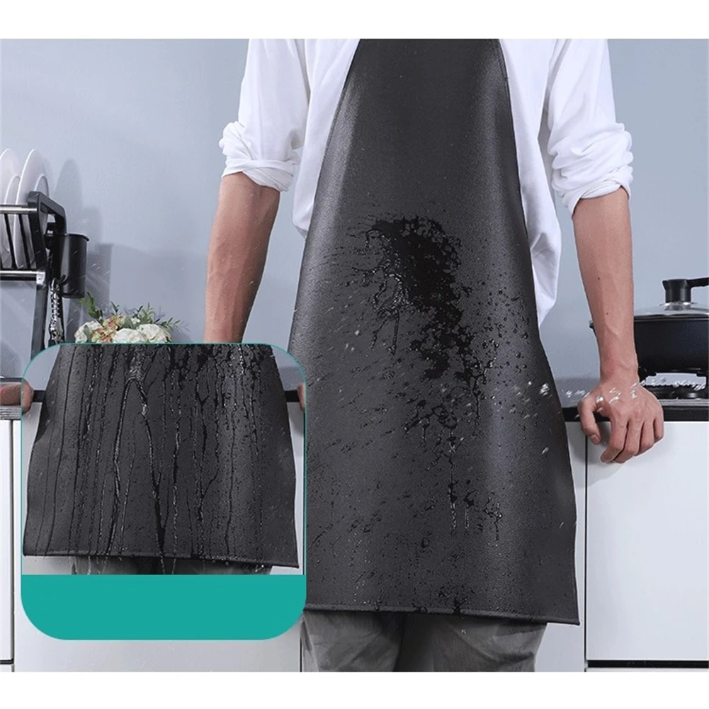 PVC Leather Professional Cooking Apron with Sleek Texture Oil-Resistant ...
