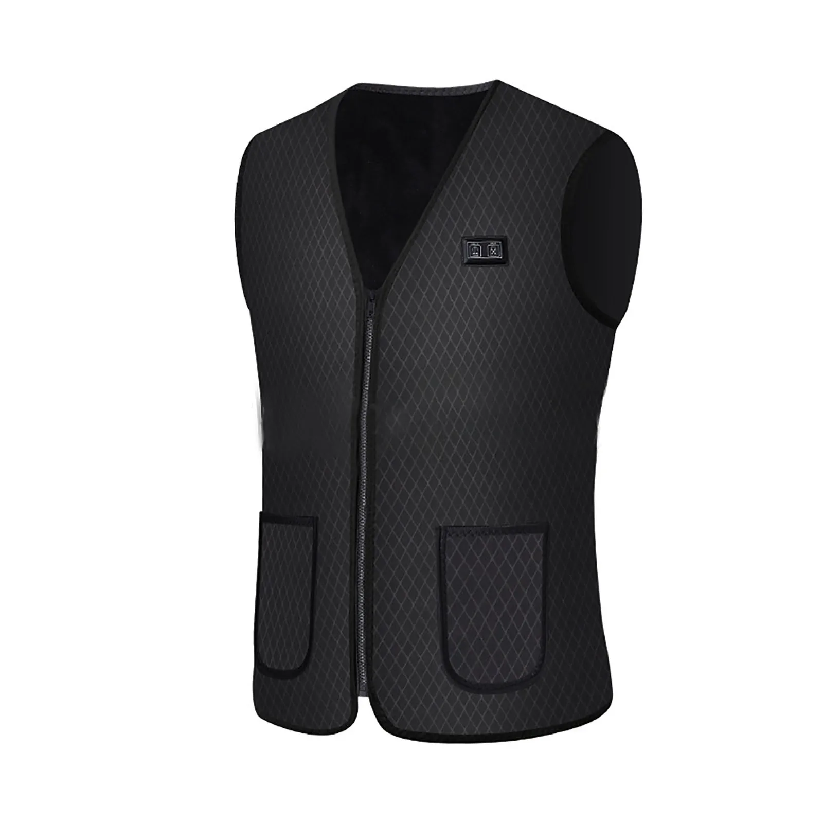 Men Autumn Winter Smart Heating Cotton 5 Area Vest Heated V Neck Vest ...