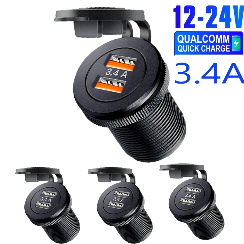 12v-car-usb-charger-fast-charge-Aluminum-Metal-Car-Socket-Adapter-for ...