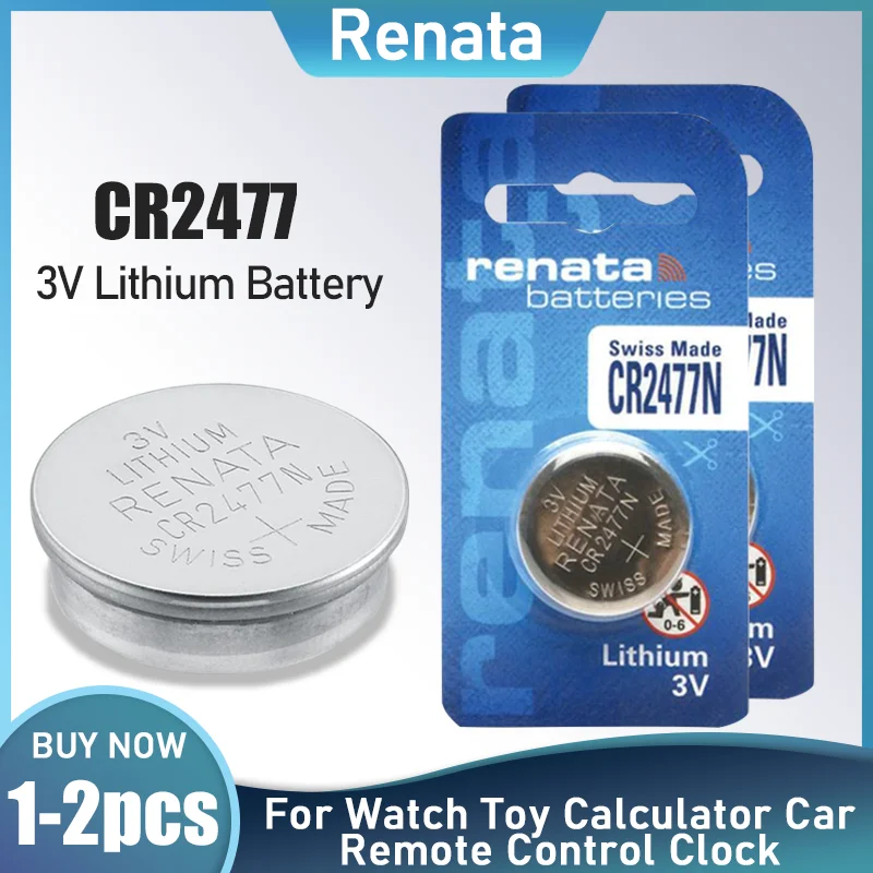 1-2PCS Renata CR2477 CR 2477 DL2477 ECR2477 LM2477 KCR2477 3V Lithium ...