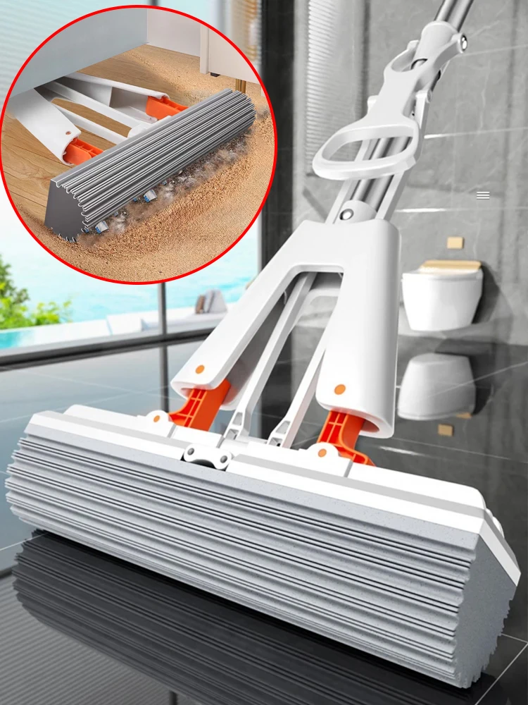 Squeezed-Self-Draining-Rubber-Cotton-Mop-Hand-Free-Magic-Self-Cleaning ...