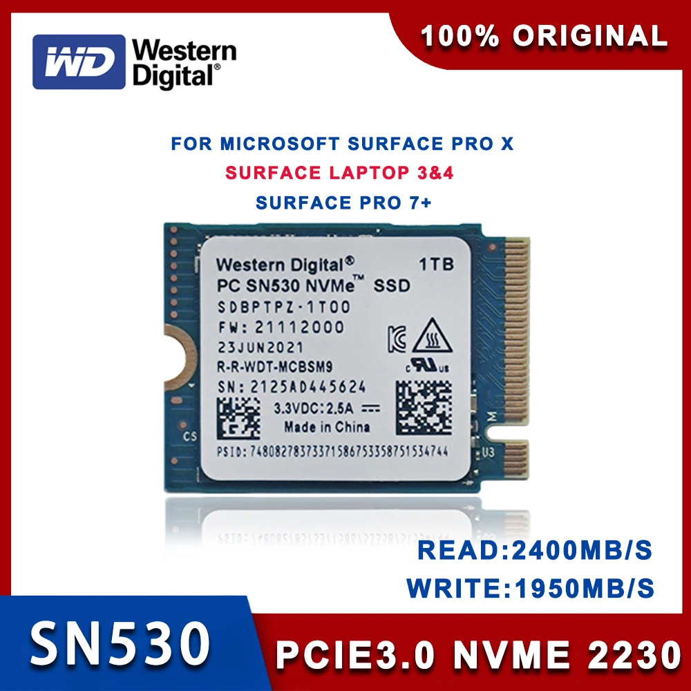 Western-Digital-WD-SN530-M-2-2230-SSD-1TB-512GB-256GB-NVMe-PCIe-Gen3-x4 ...