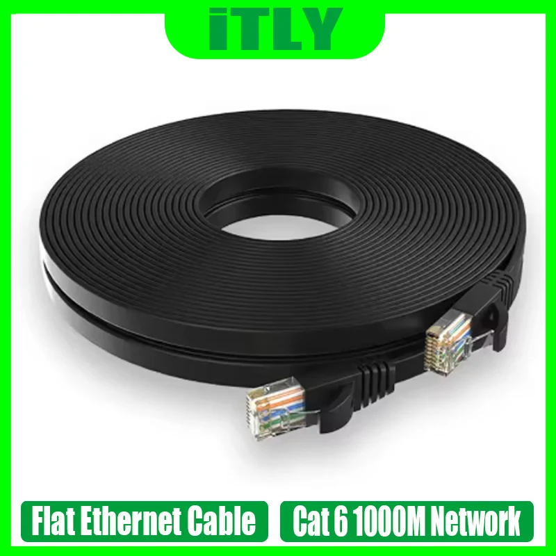 High Speed Slim long Flat Internet LAN Patch Cord, Cat 6 Ethernet Cable ...