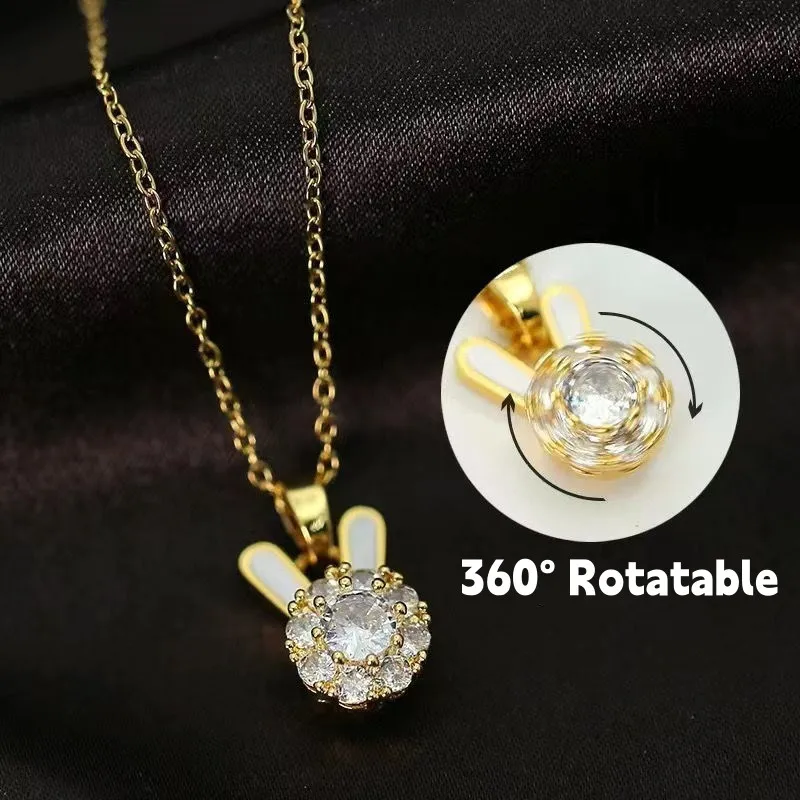 Classic-Creative-360-Rotating-Rabbit-Pendant-Necklace-for-Women-Cute ...