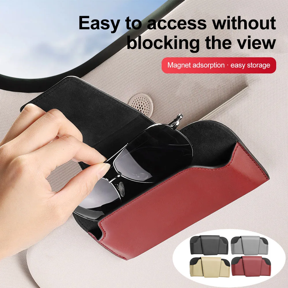 Universal-Car-Sunglasses-Holder-Case-Magnetic-Auto-Sun-Visor-Glasses ...