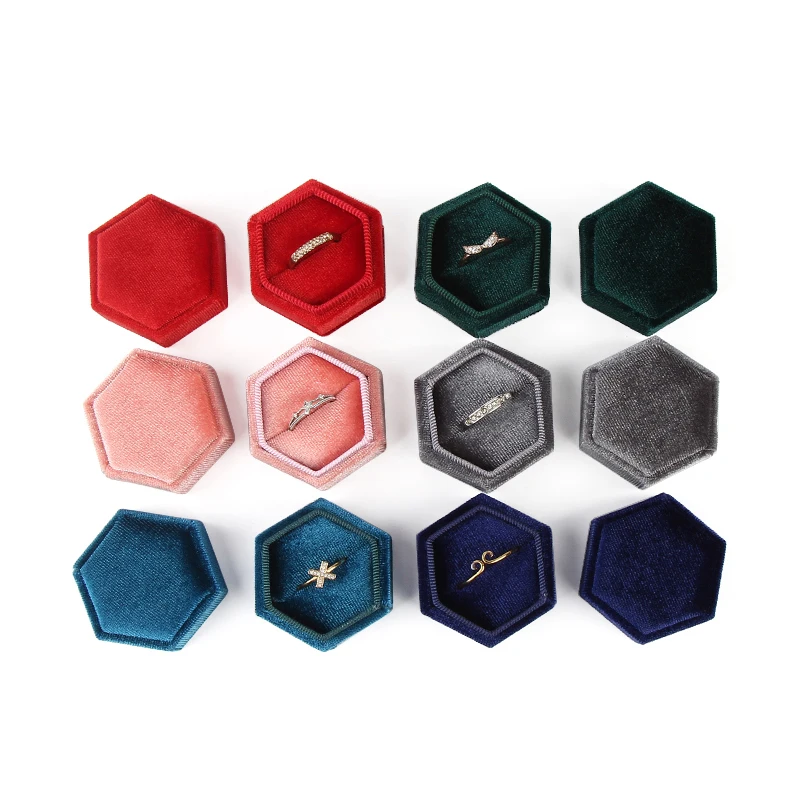 Elegant-Hexagon-Velvet-Small-Ring-Storage-Box-Red-Blue-Dark-Green-Grey ...