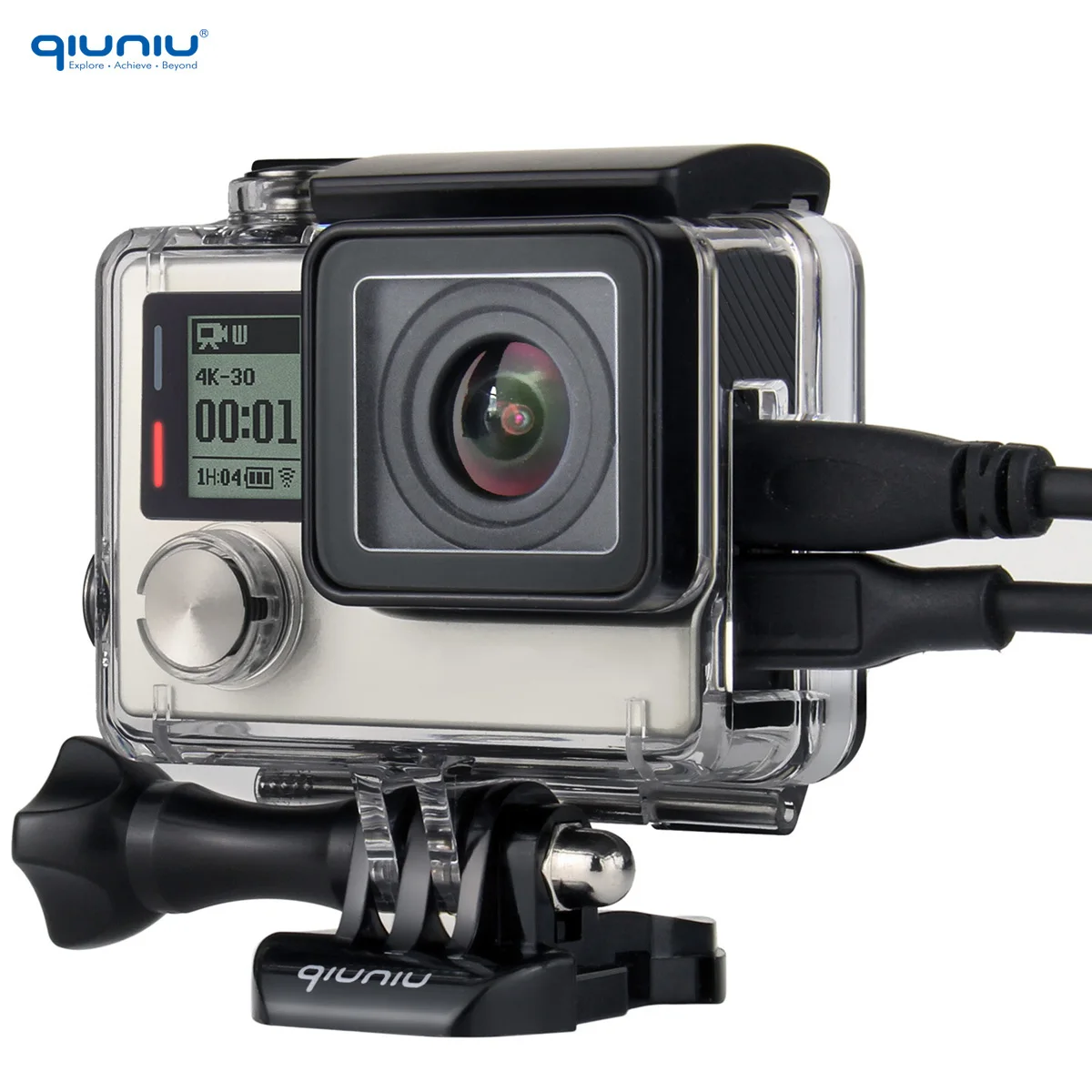 QIUNIU-For-GoPro-Hero-4-Skeleton-Housing-Case-Side-Open-Protective ...