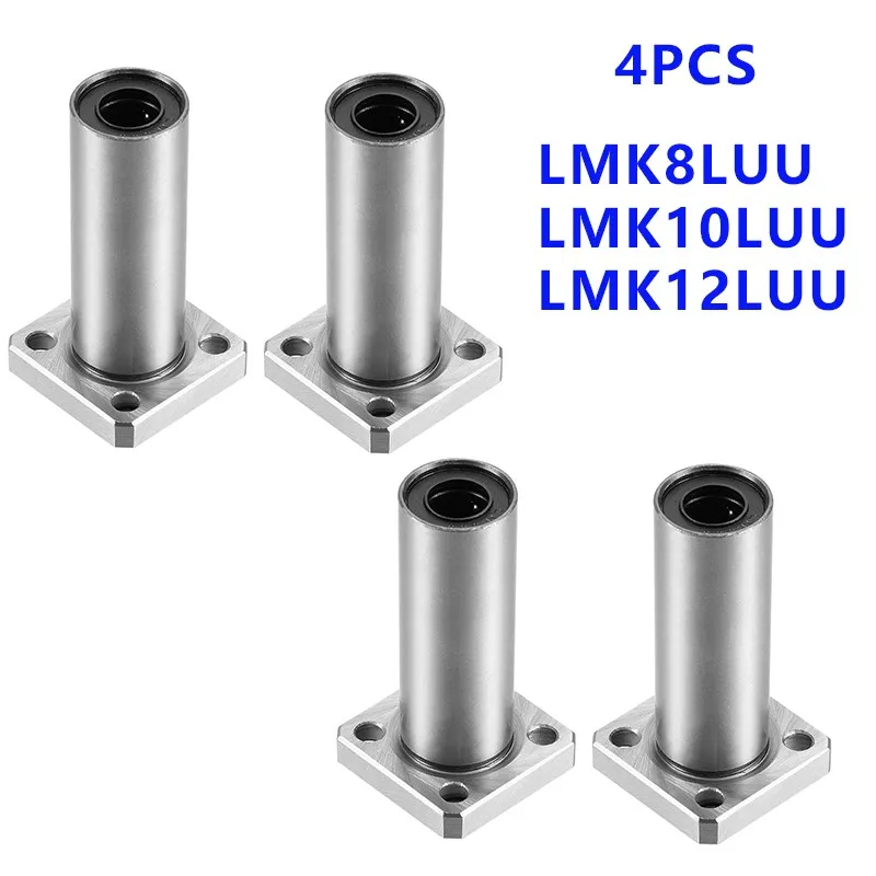 4PCS-LMK8LUU-LMK10LUU-LMK12LUU-long-type-Rectangular-Flange-High ...