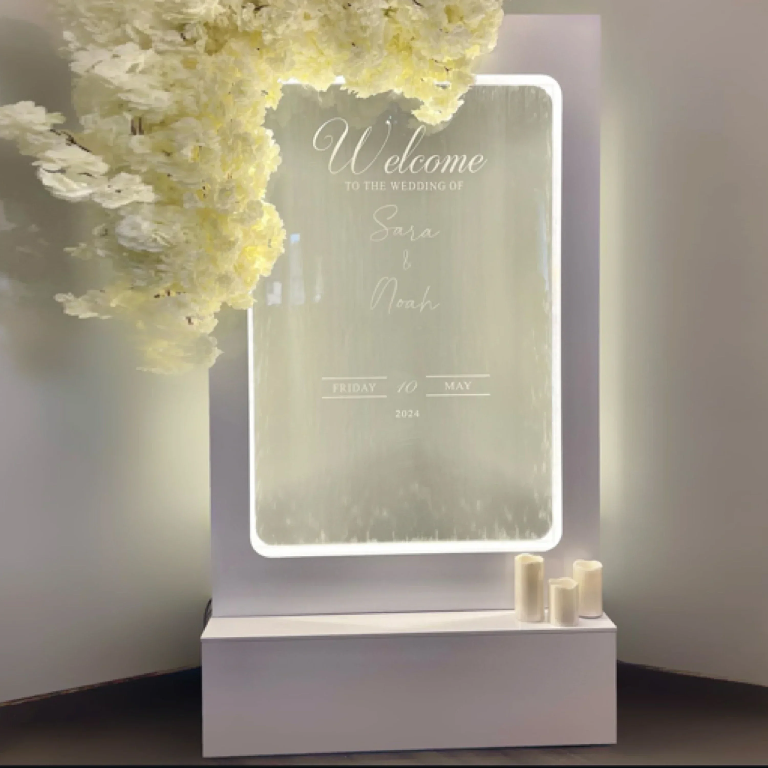 Wedding Decor Backdrop Waterfall Welcome Sign Stand Fountain Acrylic ...