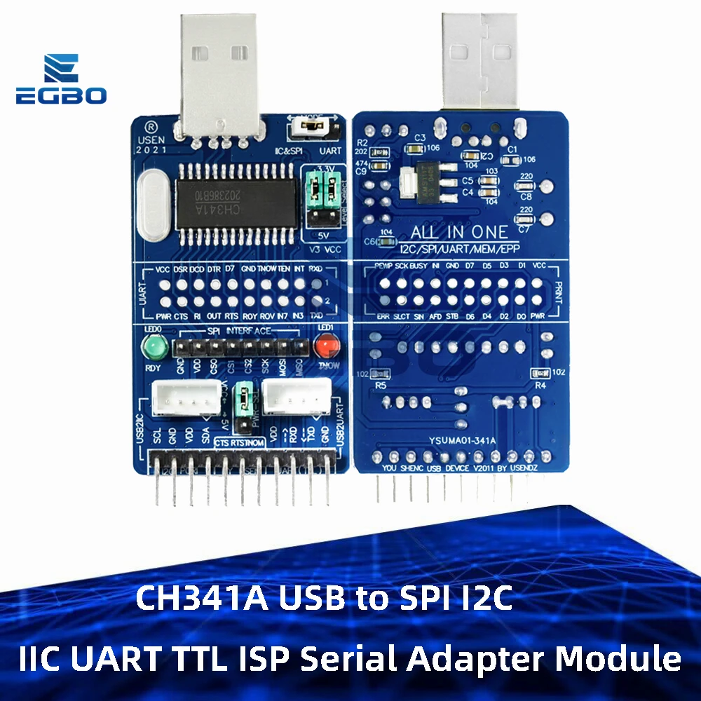 ALL IN 1 CH341A USB to SPI I2C IIC UART TTL ISP Serial Adapter Module ...