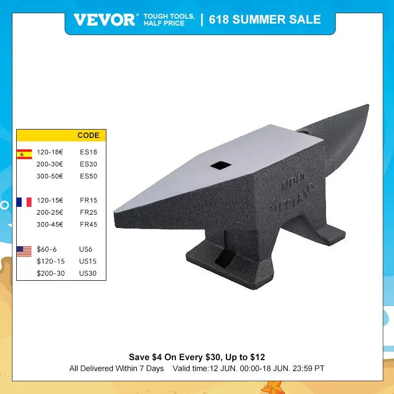 Vevor 10-60kg Steel Single Round Horn Anvil Steel Block Blacksmith ...