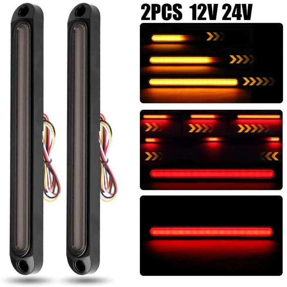 10-Red-Amber-Sequential-Strobe-Strip-Lamp-30-LED-Trailer-Tail-Light-Bar ...