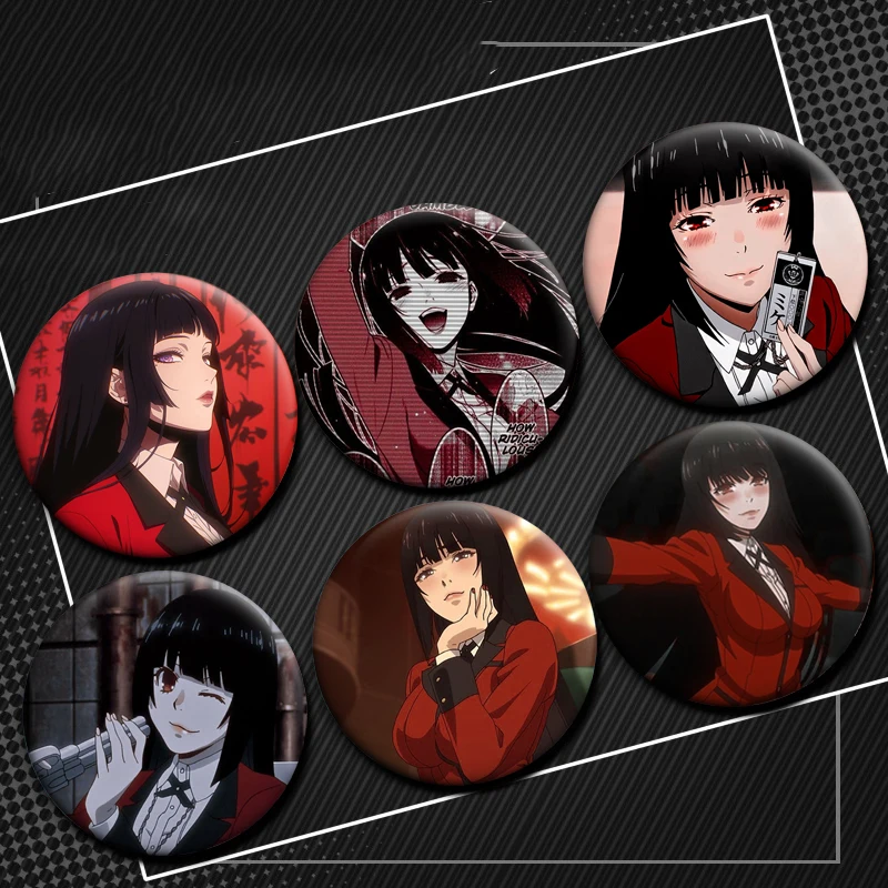 50MM Anime Kakegurui Characters Soft Button Pin Round Brooch Backpack ...