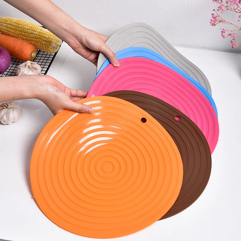 24CM Large Round Silicone Pad Anti-scalding Insulation Pad Placemat Pot ...
