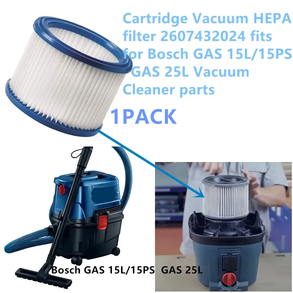 1 PCS Cartridge Vacuum HEPA filter 2607432024 compatible with Bosch GAS ...