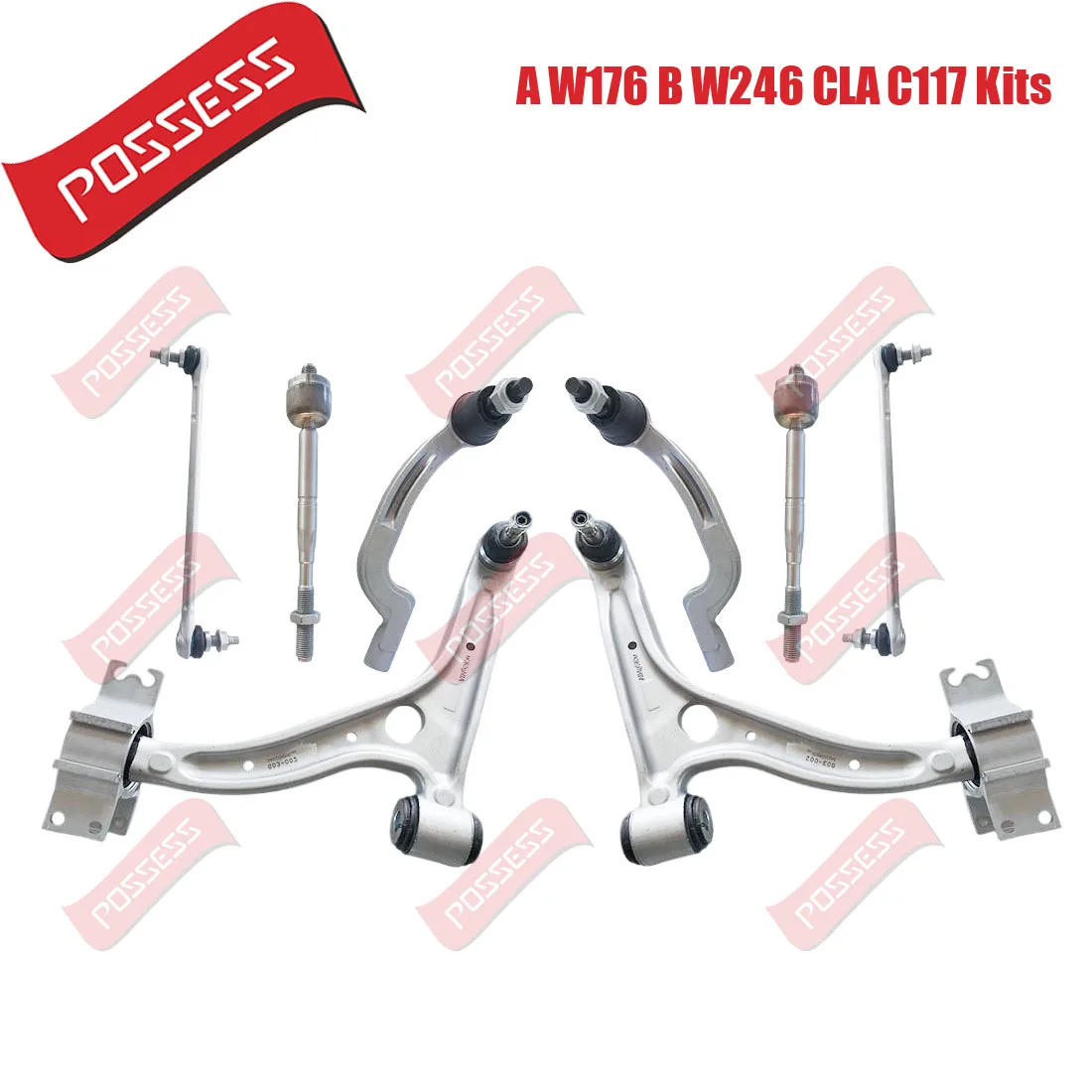 8 Pieces Front Suspension Control Arm Stabilizer Link Tie Rod End Kits For Mercedes Benz A B CLA ...